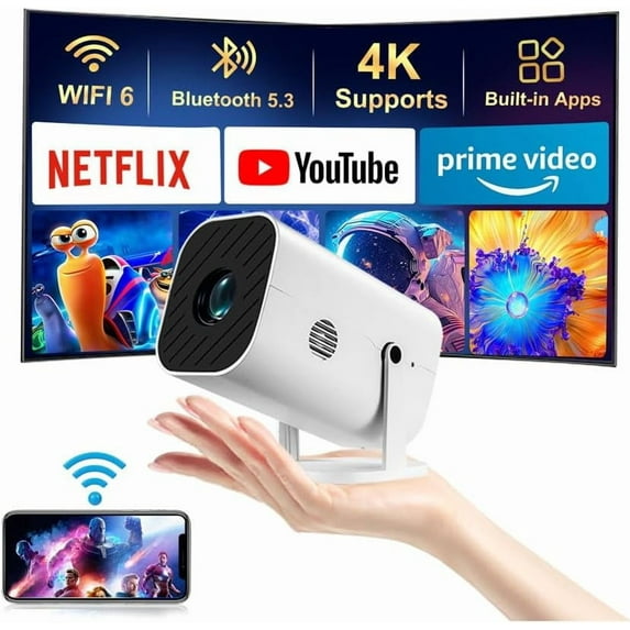 Built-in APPS & Electric Focusing & 210° Rotation】Mini Projector With ...