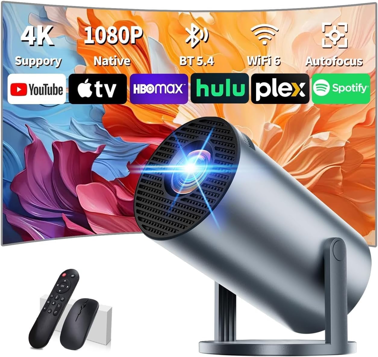 [Built-in Apps & 2025 Upgraded] Mini Projector Support 4K 1080P ...