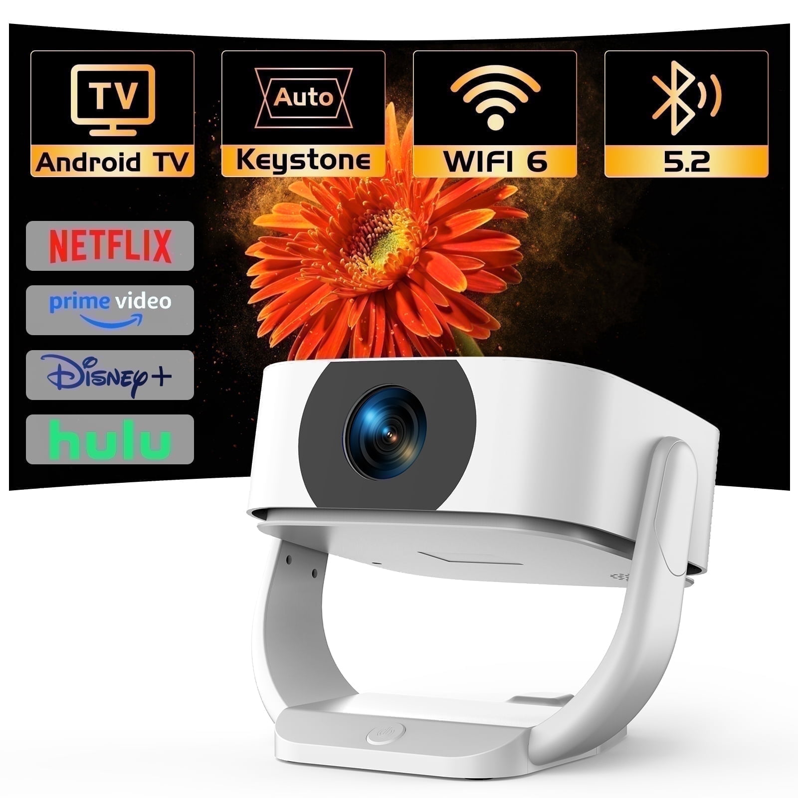 [Built-in Apps] GKLPO Projector 4K with WiFi and Bluetooth, 16000L ...