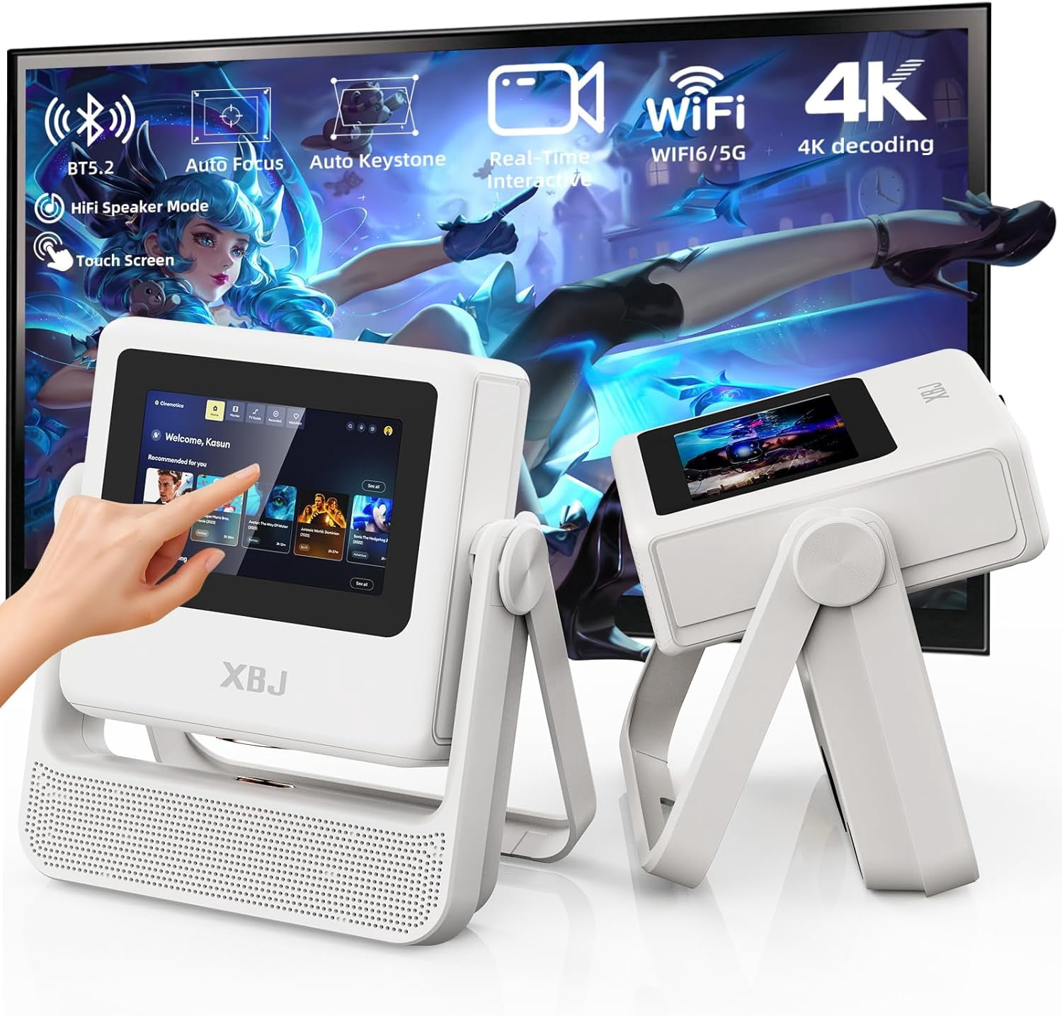[Built-in Apps] Touch Screen Portable Projector with Wifi 6 and ...