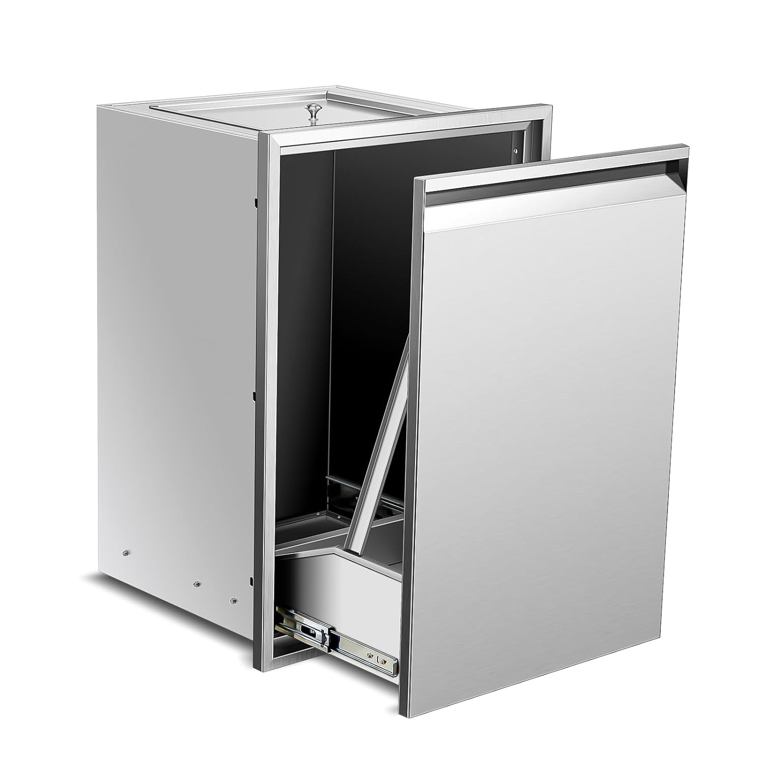 Built-in Double Trash Drawer, 19''Wx27''Hx16''D, Pull-Out Stainless ...