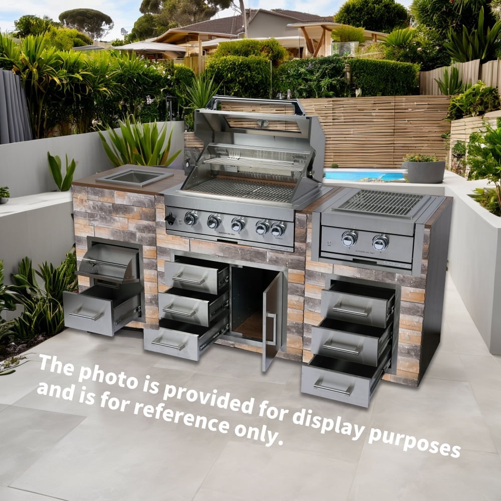 4-Burner Stainless Steel LPG Gas Grill with Infrared Rear Burner, Door ...