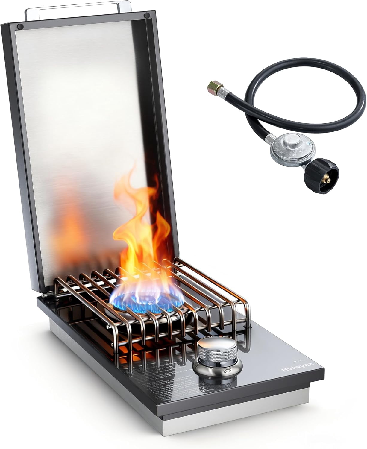 Built-in Single Side Grill Burner with Cover, Black 304 Stainless Steel ...