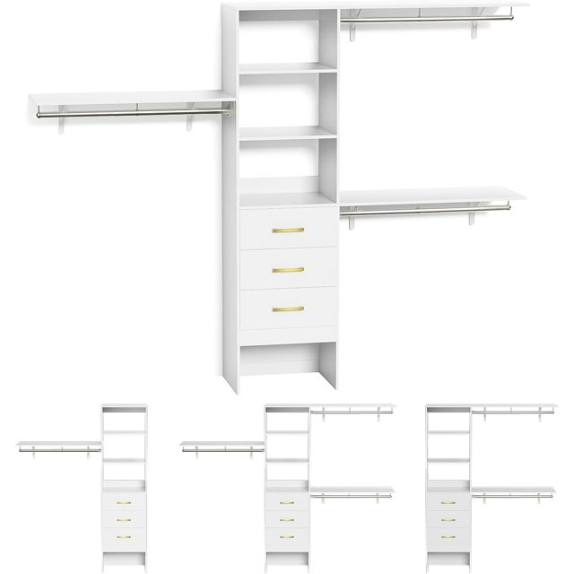 Built-in/Walk-in Closet System 8ft with Drawers and Shelves, 96inch ...