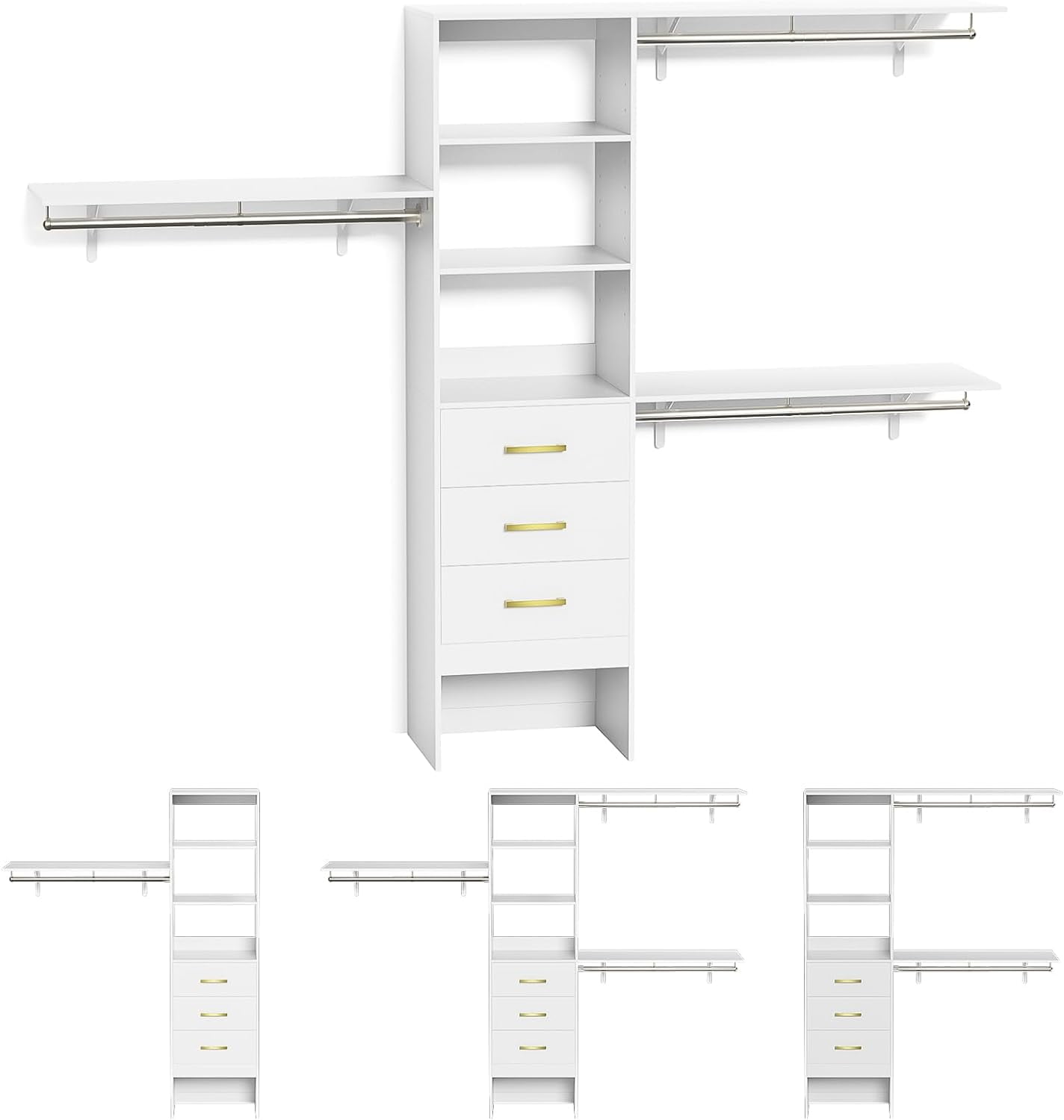 Built-in/Walk-in Closet System 8ft with Drawers and Shelves, 96inch ...