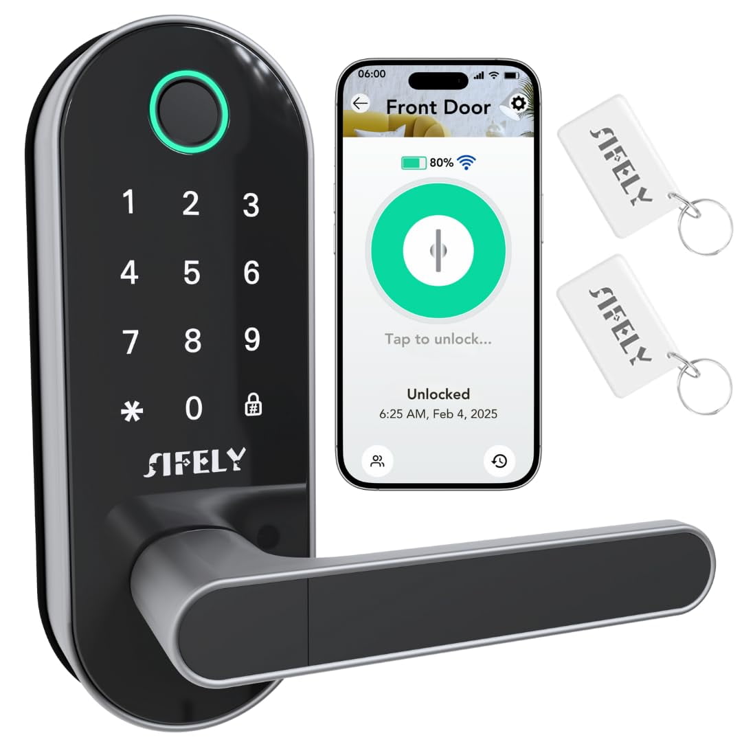 Built-in WiFi Fingerprint Smart Door Lock with Handle & Keypad – Remote ...