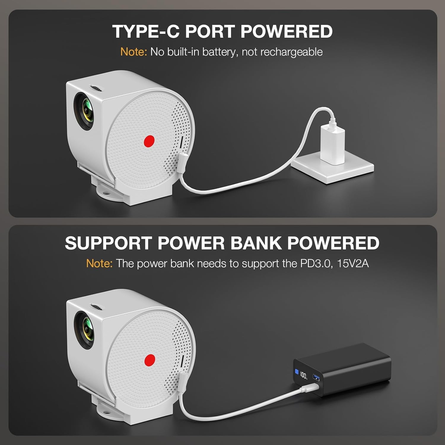 Built-in applications: 270° adjustable smart mini projector with WiFi ...