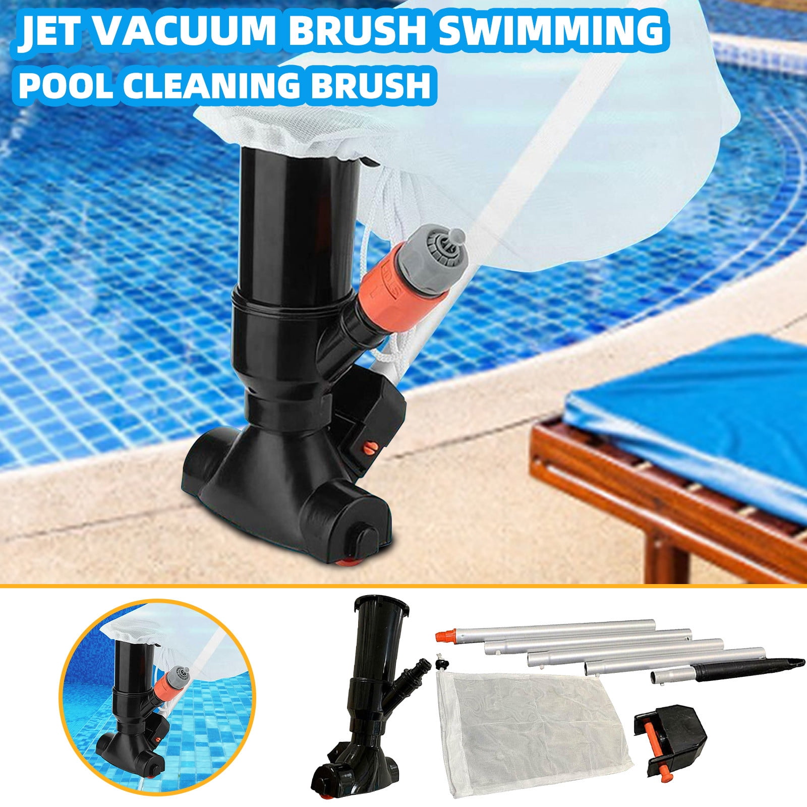 Buitifor Pool Vacuum Cleaner, Handheld 5-Pole And Filter Bag Pool ...
