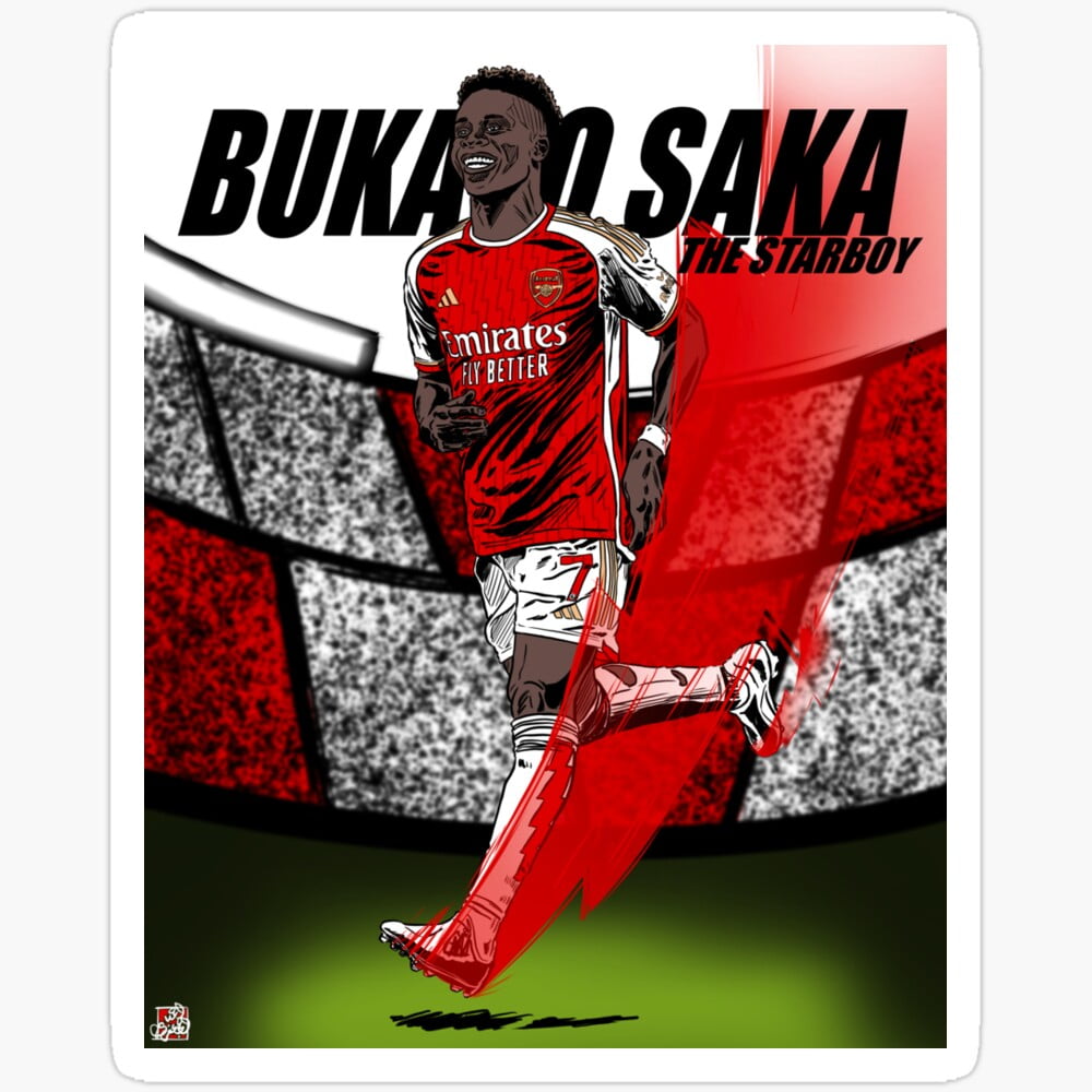 Bukayo Saka "Starboy" Arsenal Sticker Phone Decal Water Bottle Stickers ...