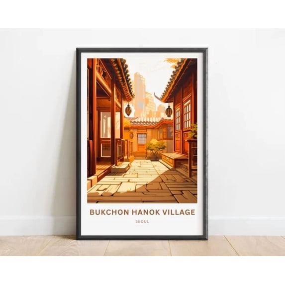 Bukchon Hanok Village Travel Print - Bukchon Hanok Village Poster Home ...