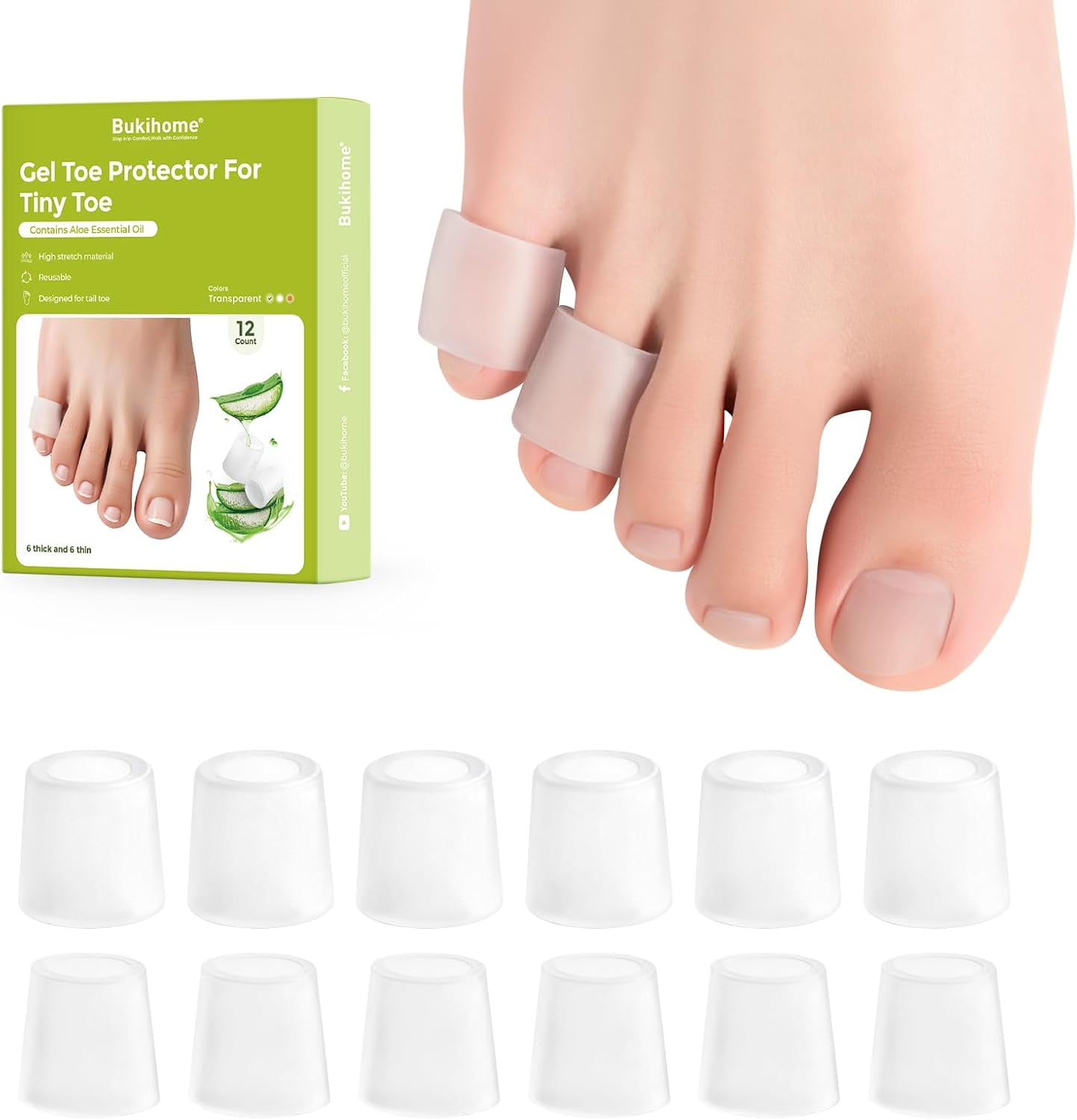Bukihome Silicone Toe Protectors – Silicone Open Pinky Toe Sleeves for ...