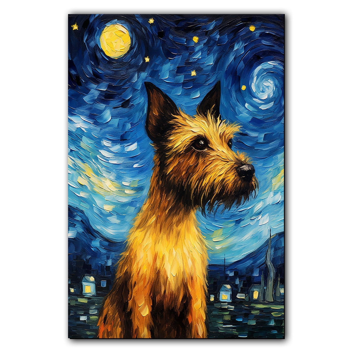 Bul Terrier Dog Art Starry Night Paintings Van Gogh - Inspired Canvas ...