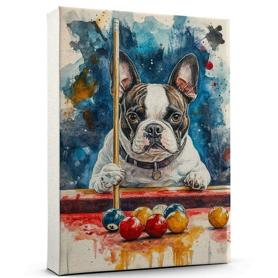 Bul Terrier Dog Stretched Canvas Size 8x12 – Billiards Canvas Print of ...