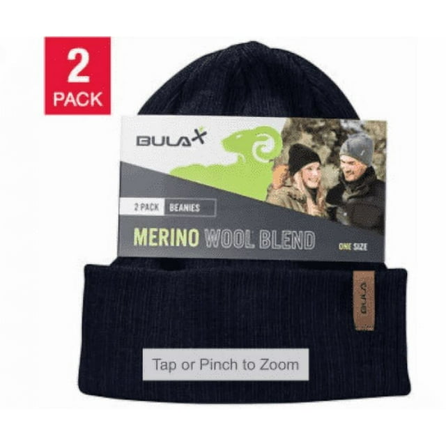 Bula Merino Wool Beanie hats, Black/Gray - Walmart.com