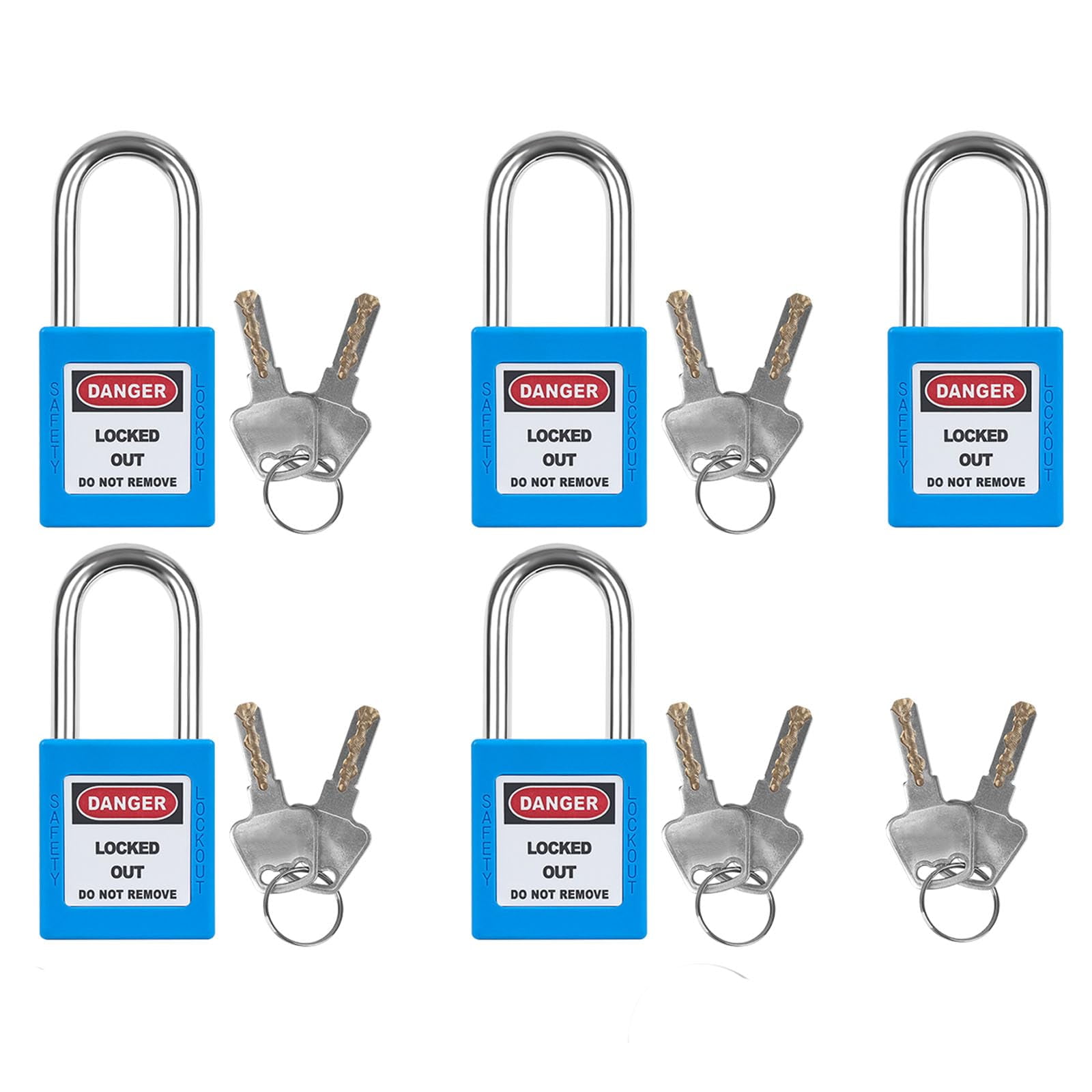 Bulangdi 5pcs Blue Loto Locks Set - Keyed Different, 2 Keys Per Lock ...