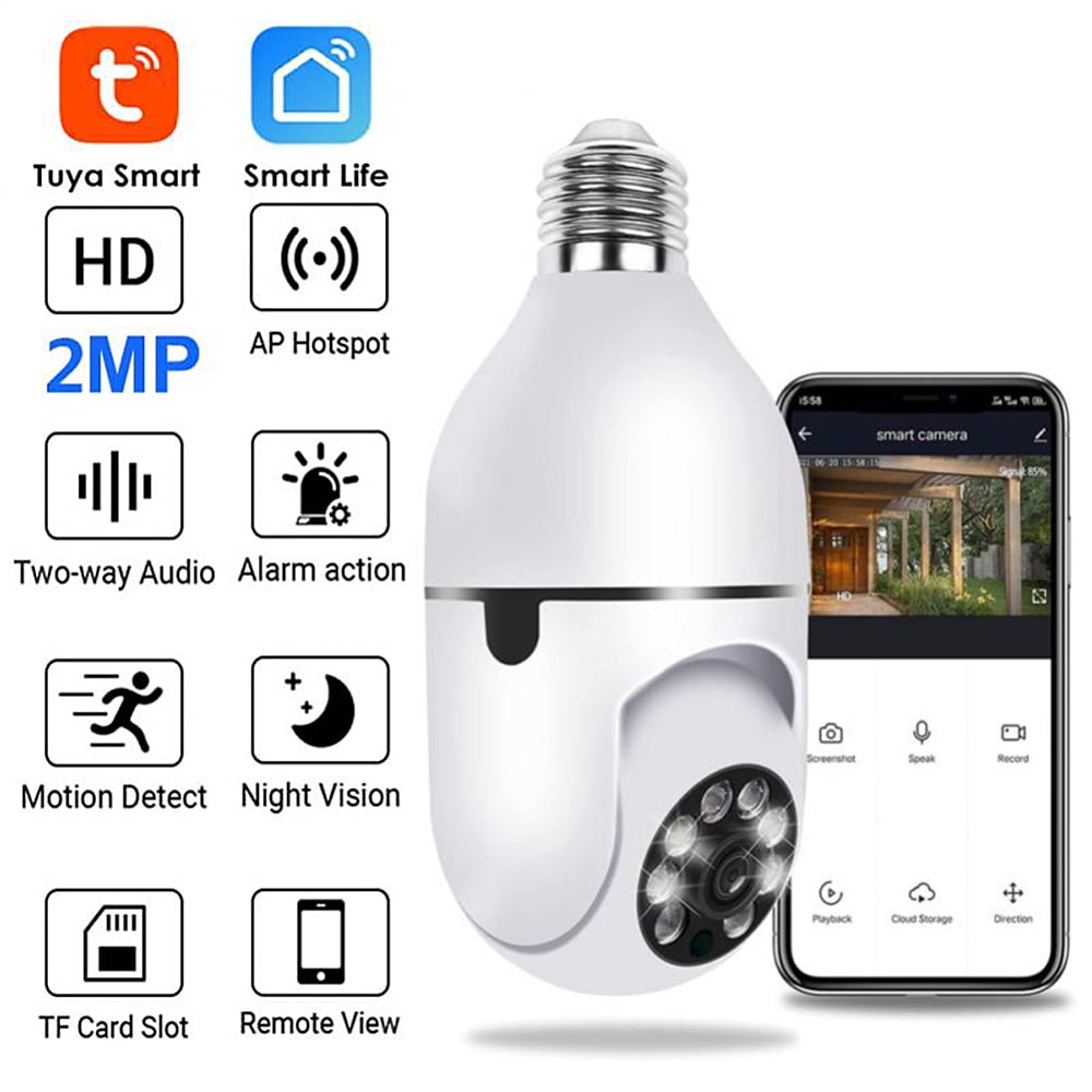 Bulb Camera, WiFi 360 Panoramic 1080P Security Camera with 2.4GHz WiFi ...