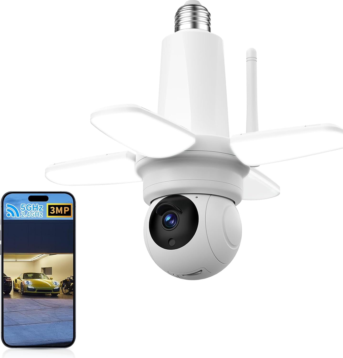 Bulb Security Camera, 5G&2.4G WiFi 2K Securiy Cameras Wireless Outdoor ...