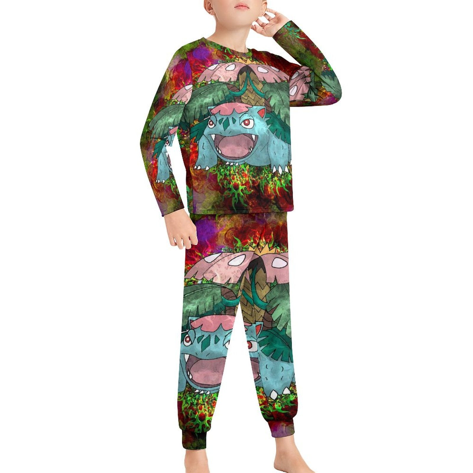Bulb_asaur Children's Pajama Suit Cartoon Pjs Sets Long Sleeve Casual ...