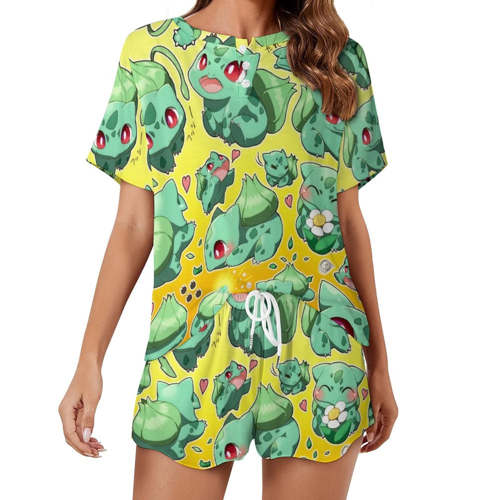 Bulb_asaur Home Suit 2 Pack Pajamas Short Sleeve Top Shorts Sets Comfy ...