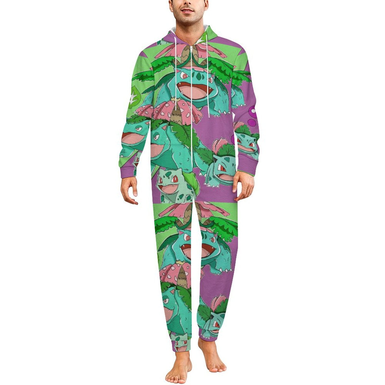 Bulb_asaur Onesie Adult Hooded Jumpsuit Zip Up One Piece Pajamas ...
