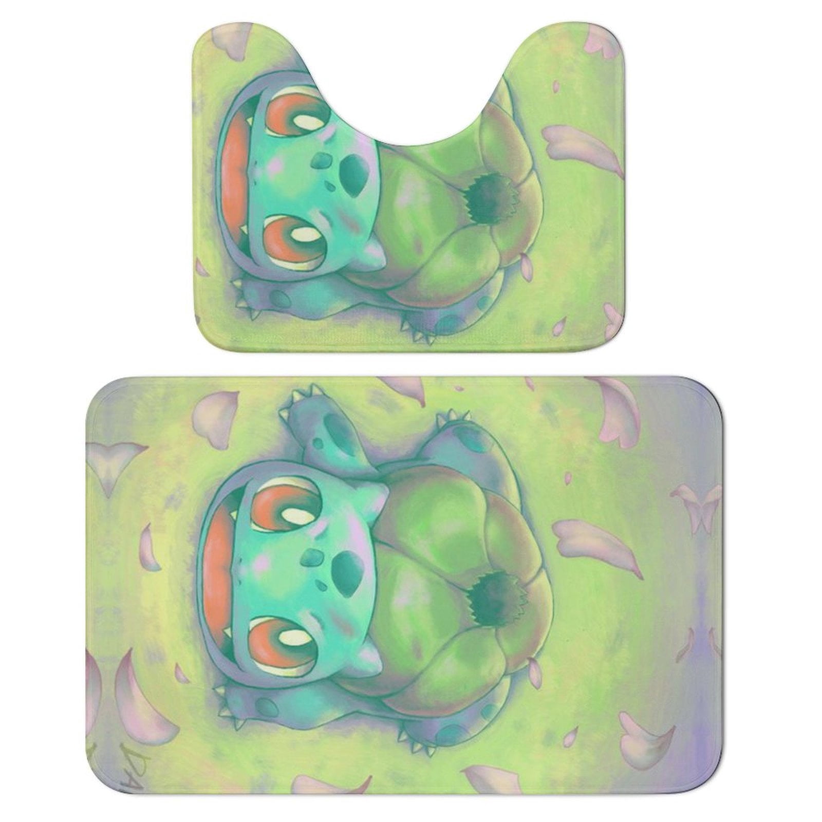 Bulba-saur Bathroom Rugs Sets 2 Piece U-Shaped Toilet Rug Microfiber ...