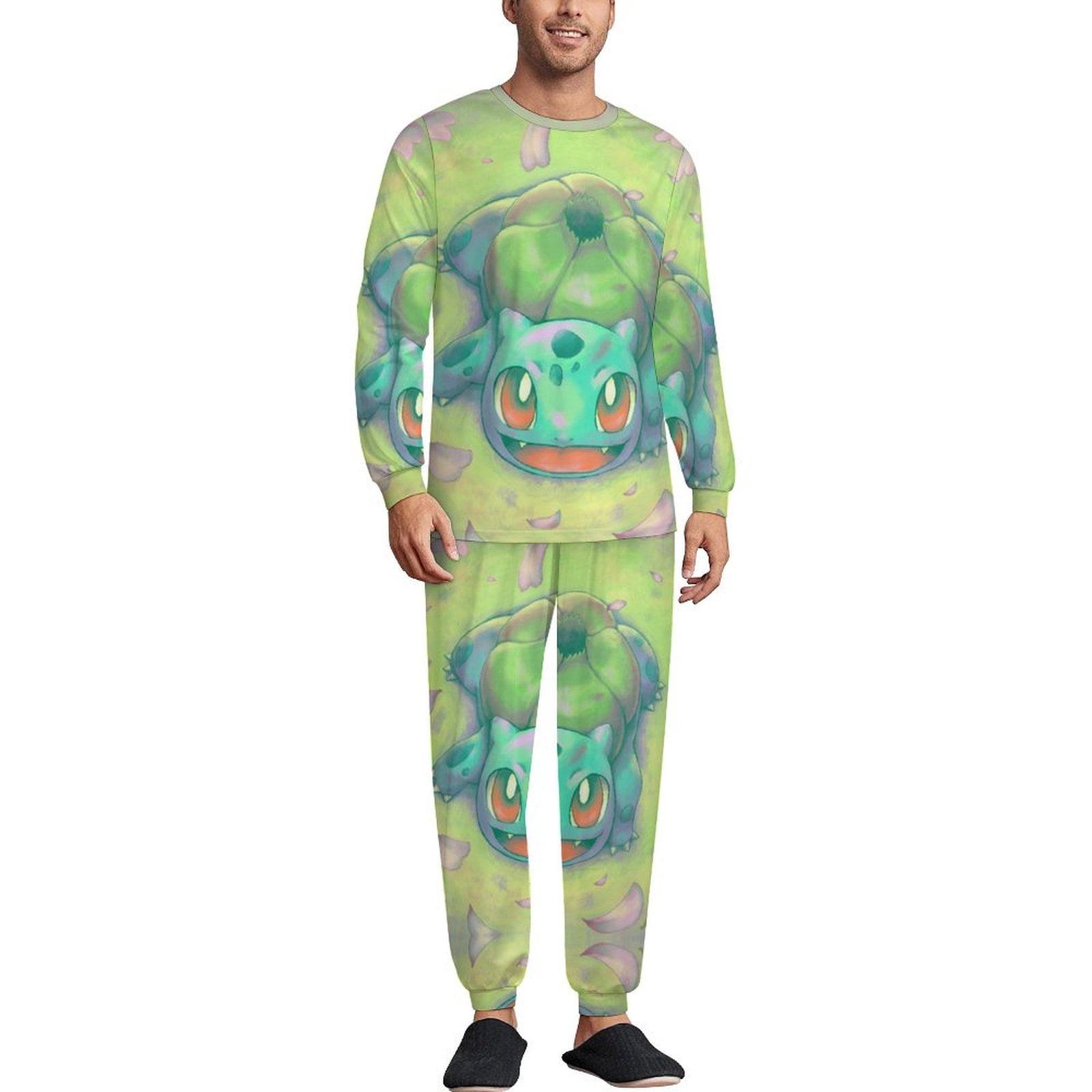 Bulba-saur Mens Pajamas Set Long Sleeve Sleepwear Nightwear Pjs Lounge ...