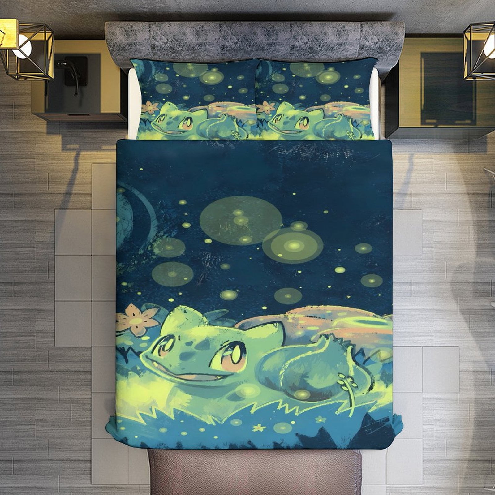 Bulbasaur 3-Piece Bedding Set (1 Duvet Cover + 2 Pillow Shams) Printed ...