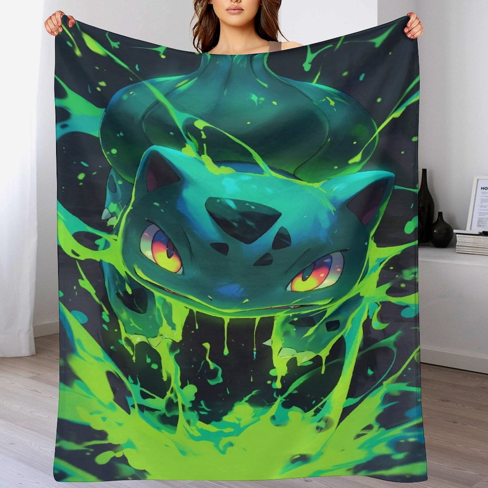 Bulbasaur Blanket Cute Soft Lightweight Fuzzy Plush Throw Blankets Cozy ...