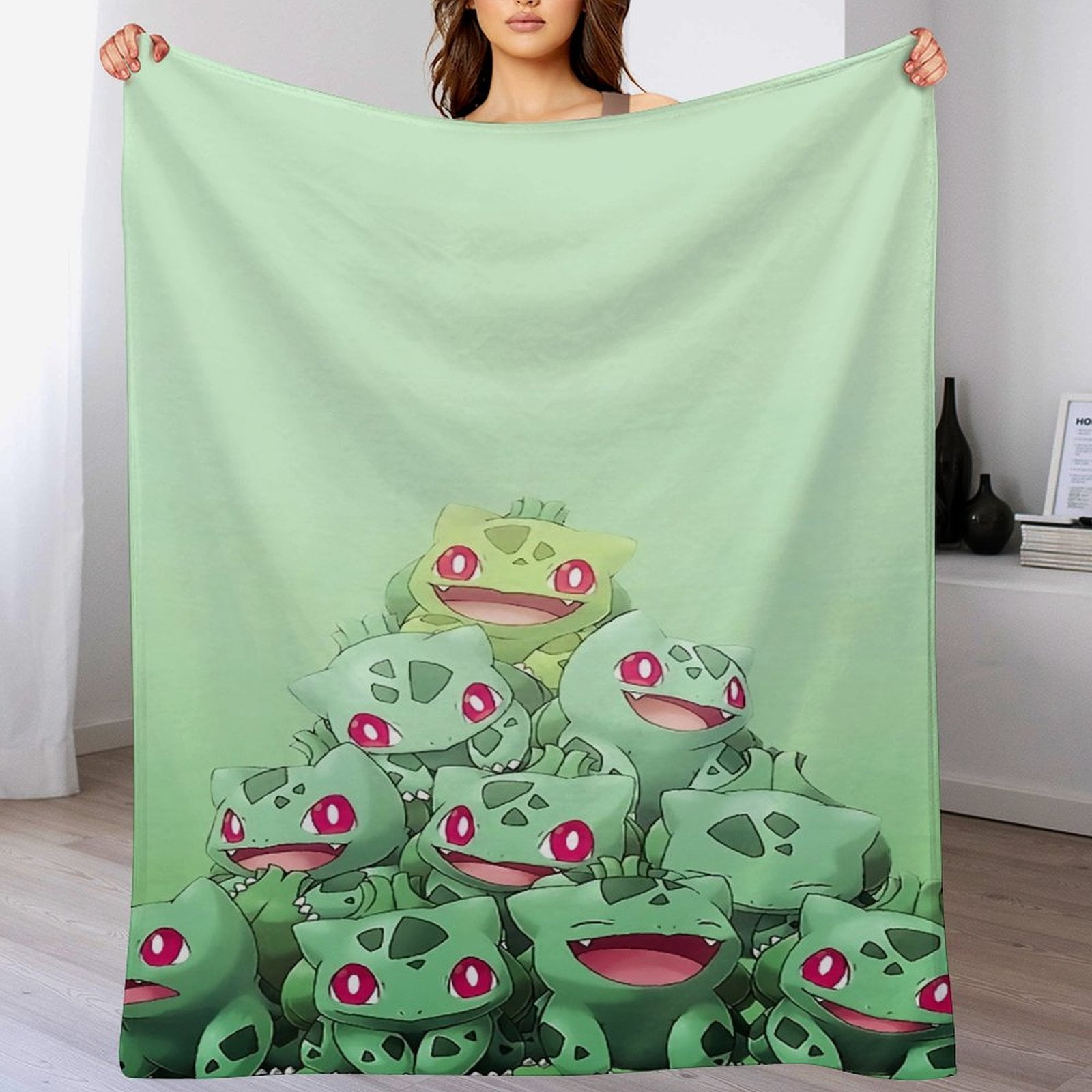 Bulbasaur Blanket Cute Soft Lightweight Fuzzy Plush Throw Blankets Cozy ...