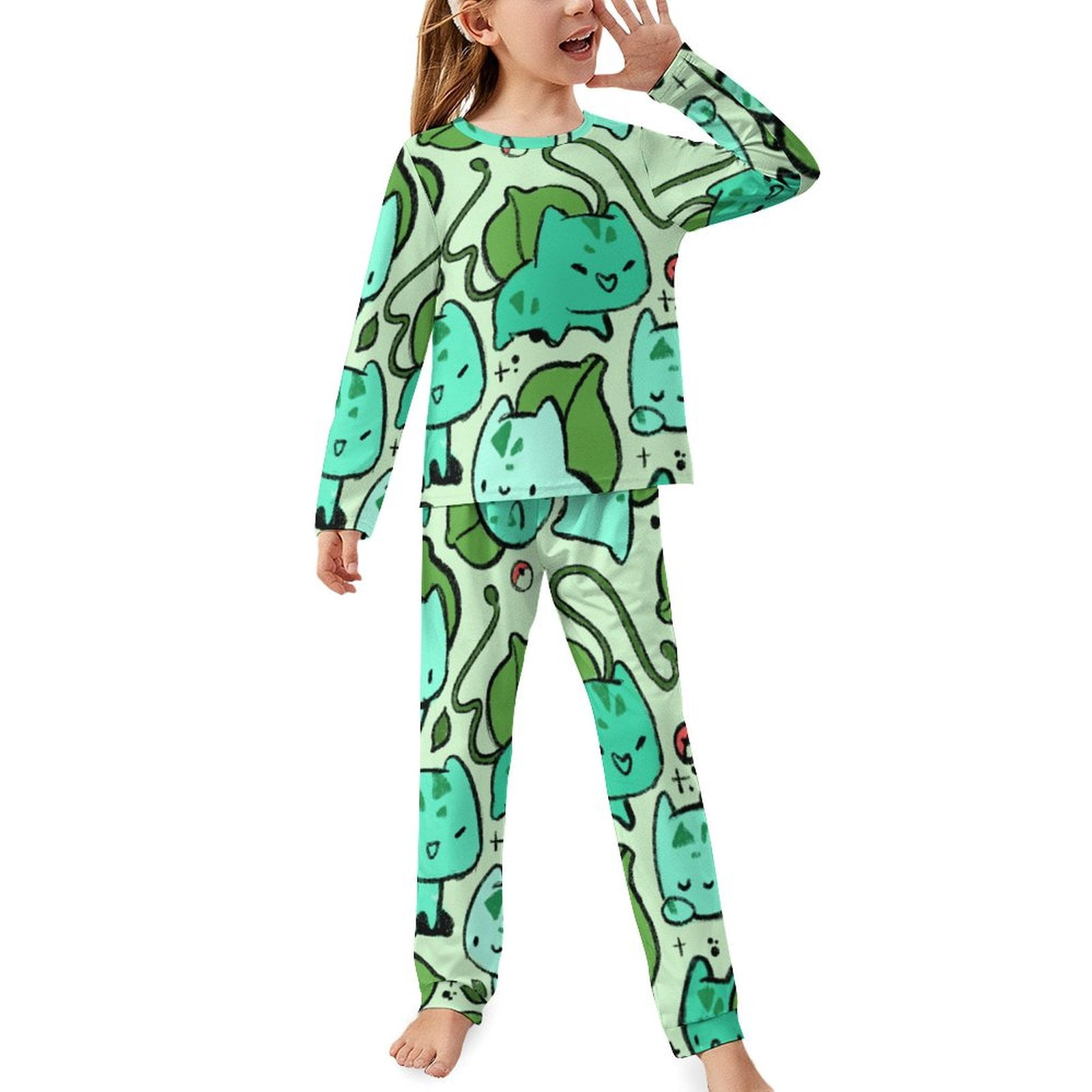Bulbasaur Child Pajamas Set for Boys Girls 6 Sizes, Long Sleeve Soft ...