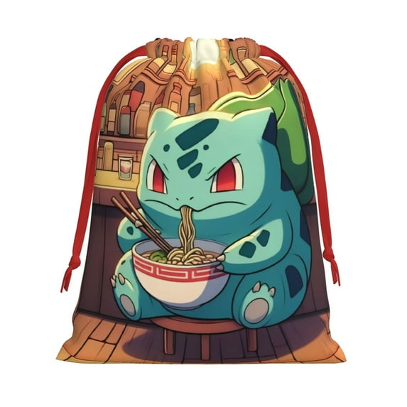Bulbasaur Eating Noodles Gift Bags,Christmas Gift Bags,Drawstring ...
