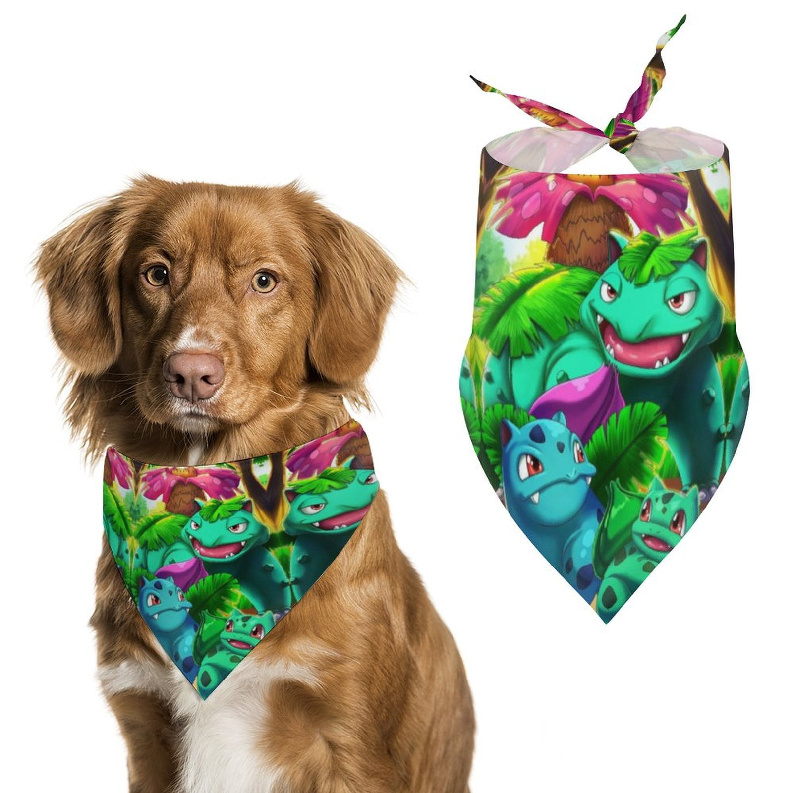 Bulbasaur Fall Thanksgiving Dog Bandanas, Adjustable Triangle Dog Scarf ...