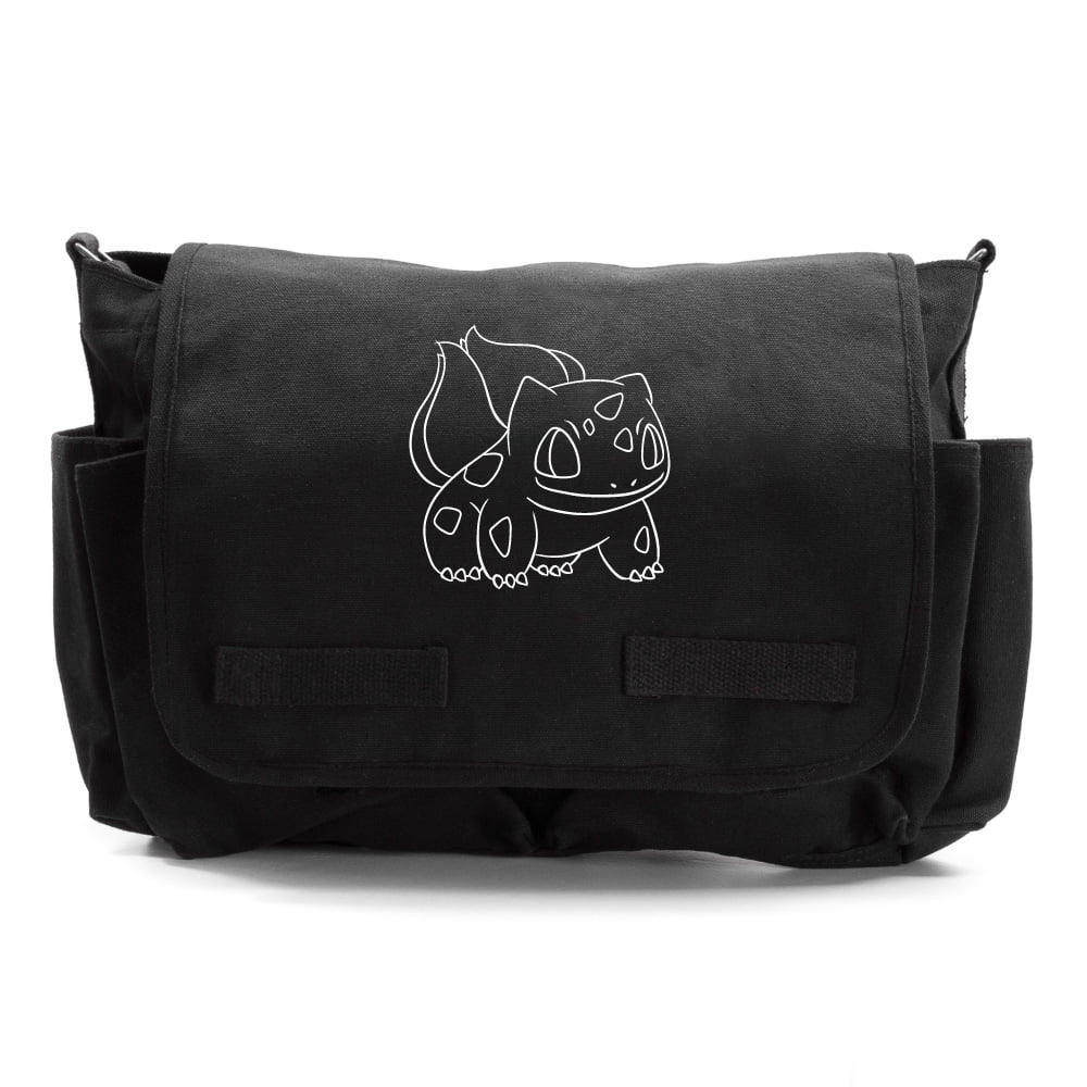 Bulbasaur Heavyweight Canvas Messenger Shoulder Bag in Black - Walmart.com