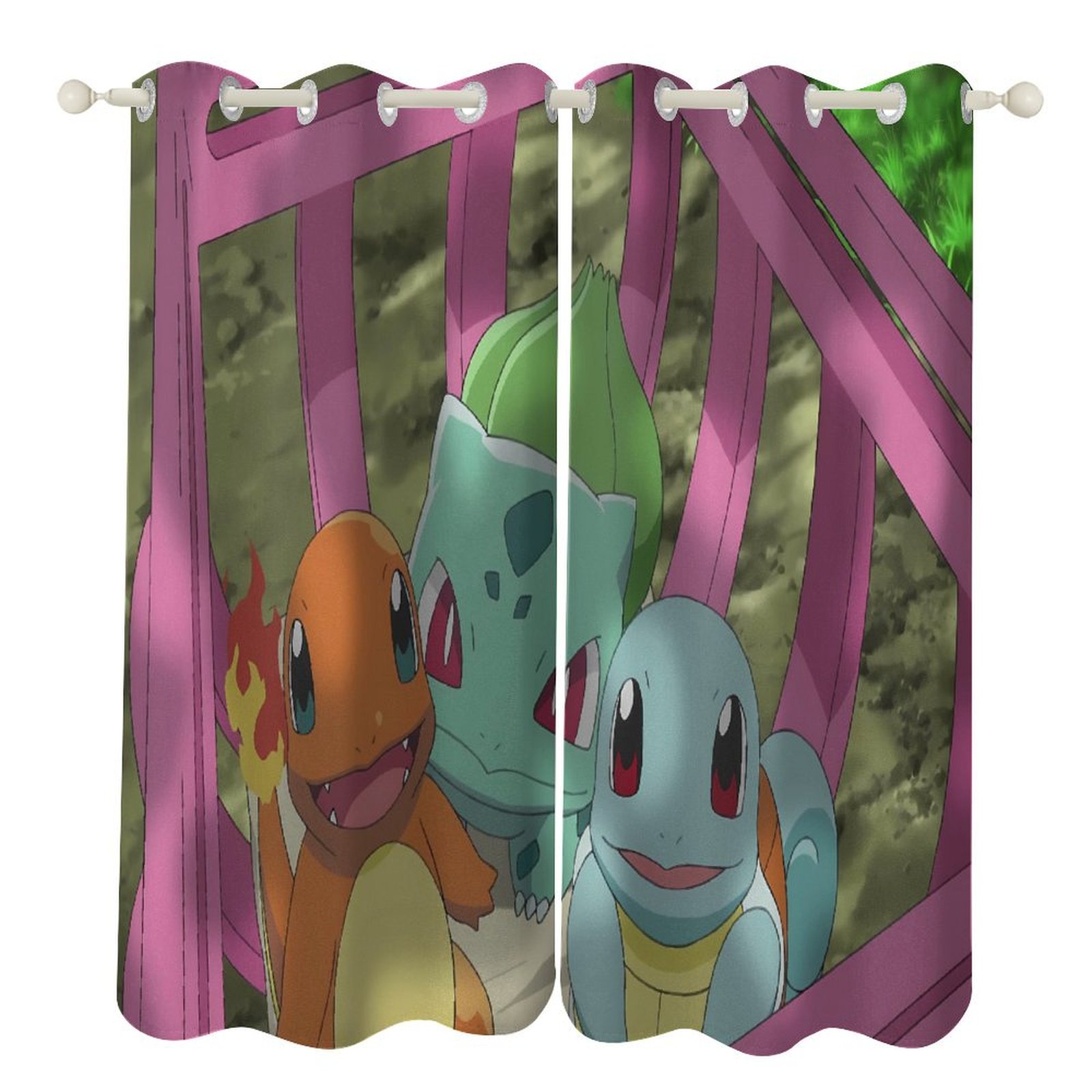 Bulbasaur Perforated Curtain Blackout Curtains Decorative Apartment ...