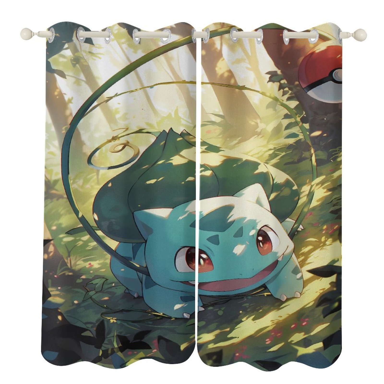 Bulbasaur Perforated Curtain Blackout Curtains Decorative Apartment ...