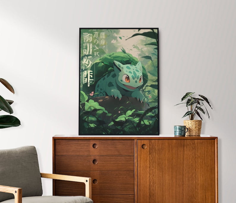 Bulbasaur, Pokemon, Japanese Tapestry Style, Anime Poster, Printable ...