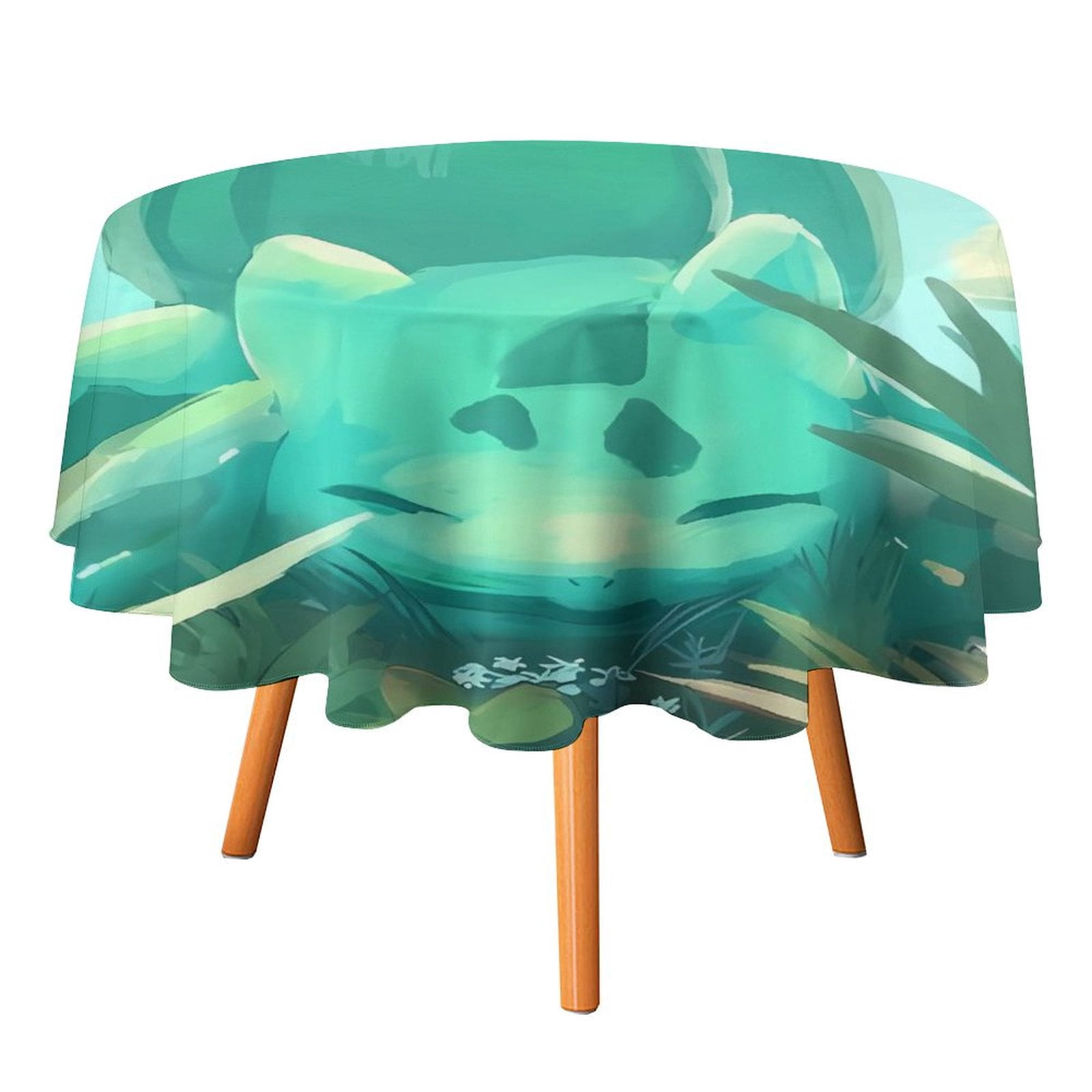 Bulbasaur Round Table Cloth Washable Reusable Round Tablecloth Cartoon ...