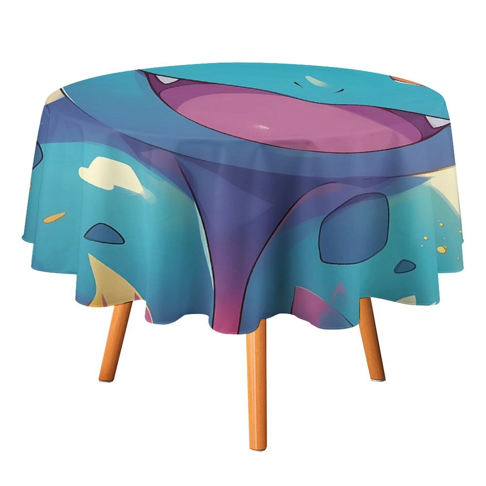Bulbasaur Round Table Cloth Washable Reusable Round Tablecloth Cartoon ...