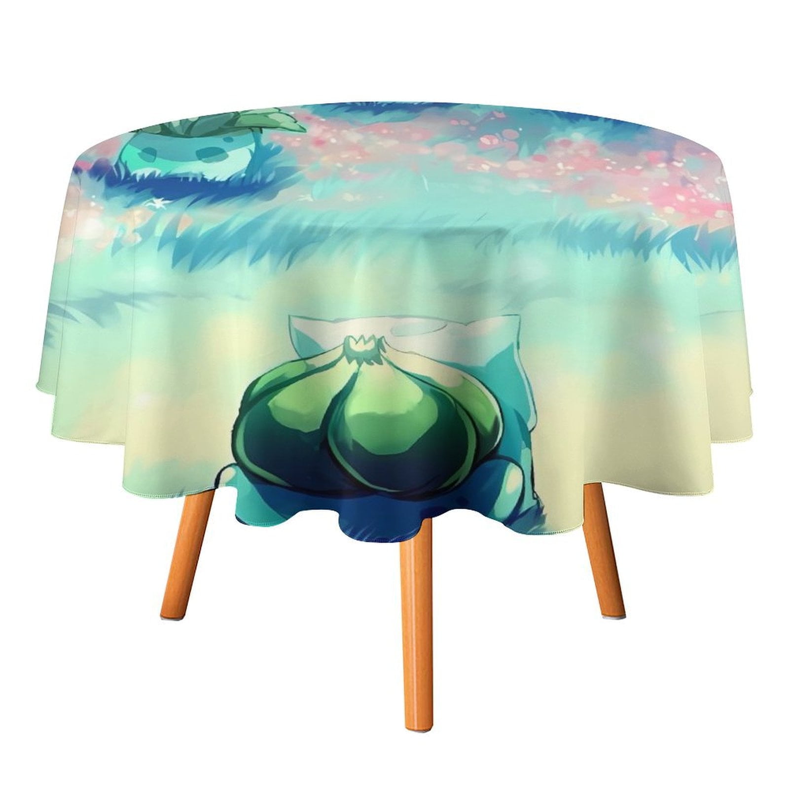 Bulbasaur Round Table Cloth Washable Reusable Round Tablecloth Cartoon ...