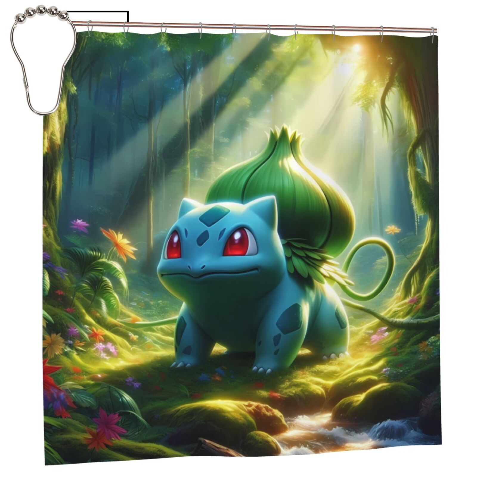 Bulbasaur Shower Curtain Bathroom Shower Curtains Quick Drying ...