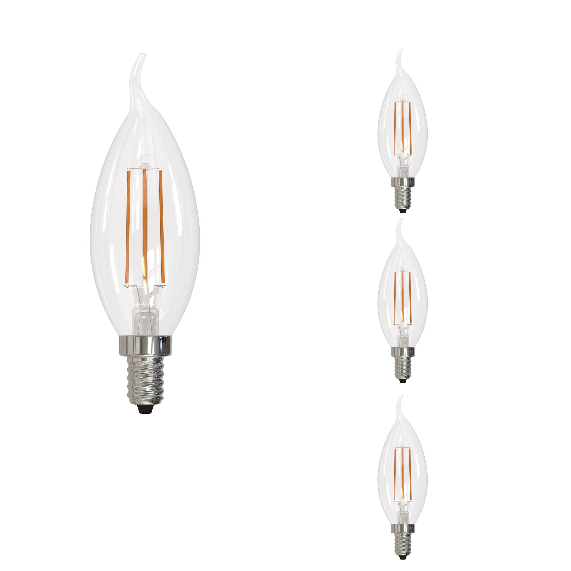 Bulbrite LED Filament Pack of (4) 5 Watt Dimmable CA10 Light Bulbs with Clear Glass Finish and ...