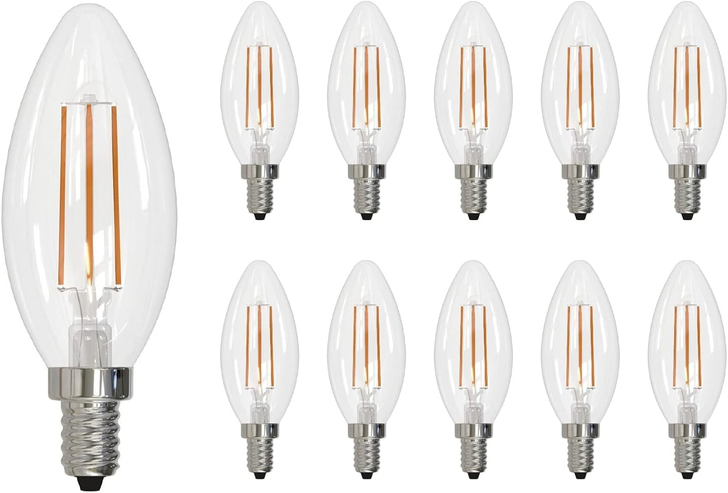 Bulbrite (Pack of 10) 776627 LED Filament Light Bulb, E12 Candelabra ...