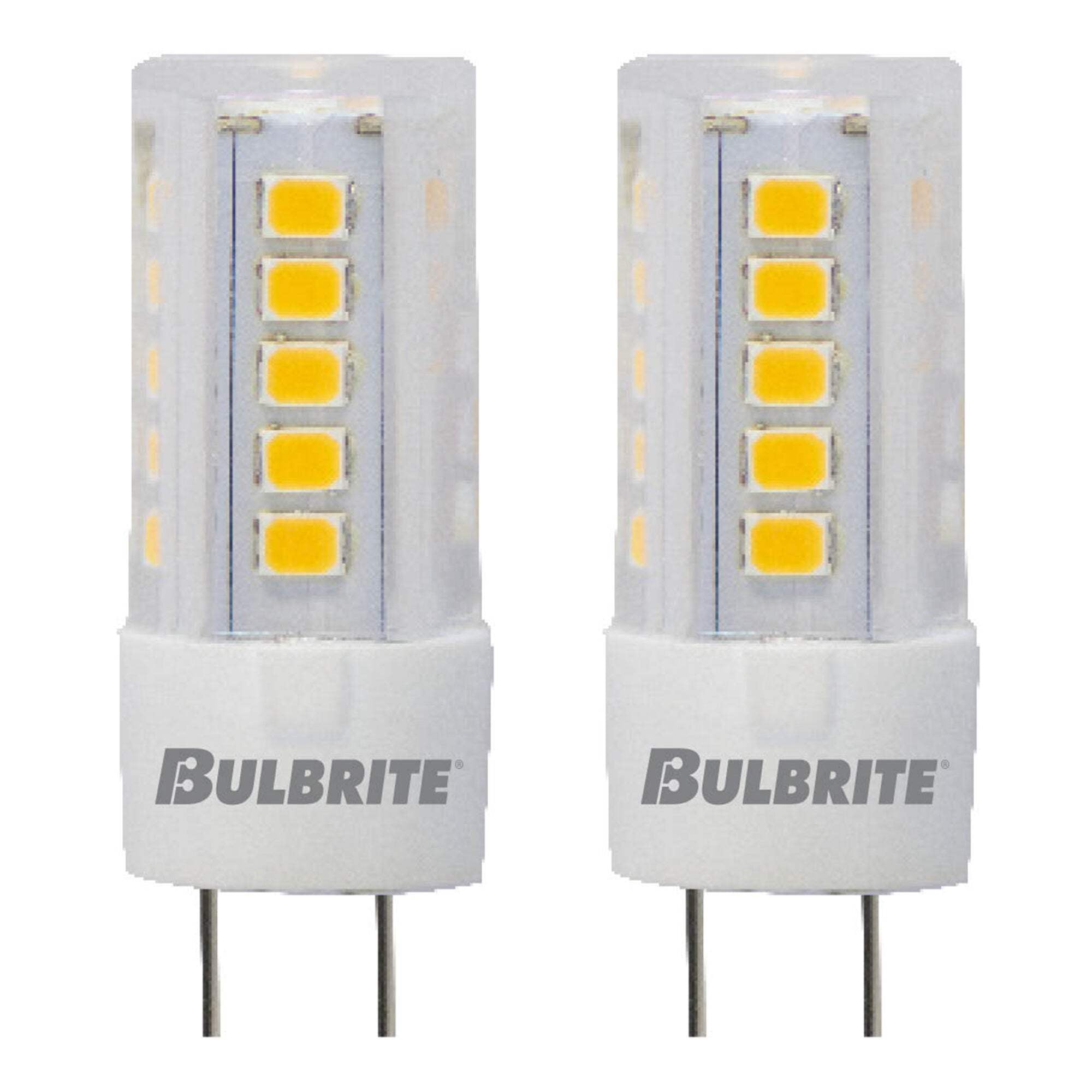 Bulbrite Pack of (2) 4.5 Watt Clear Mini T4 Bi-Pin (G4) LED Bulb Soft ...