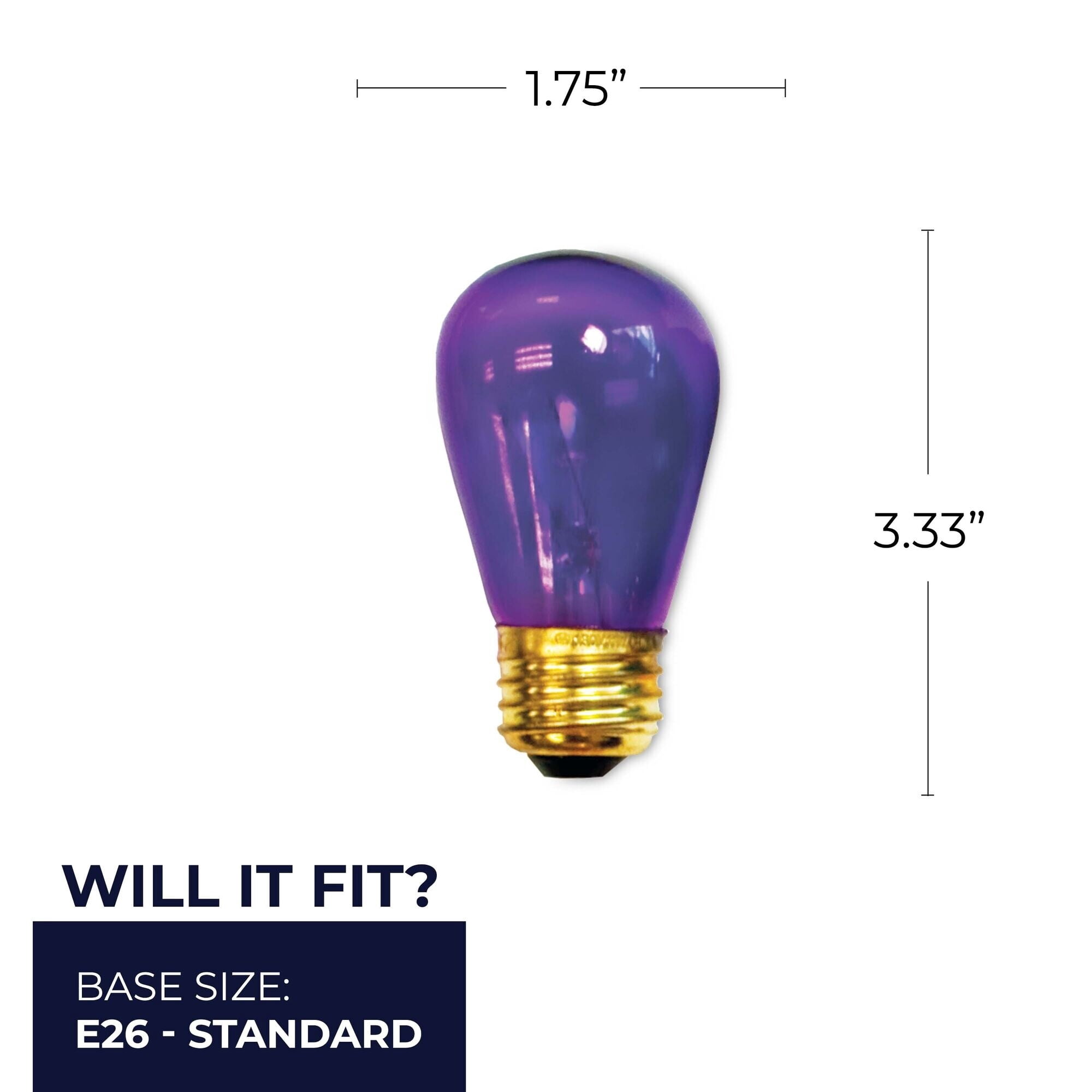 Bulbrite Pack of (25) 11 Watt Dimmable S14 Incandescent Light Bulbs ...