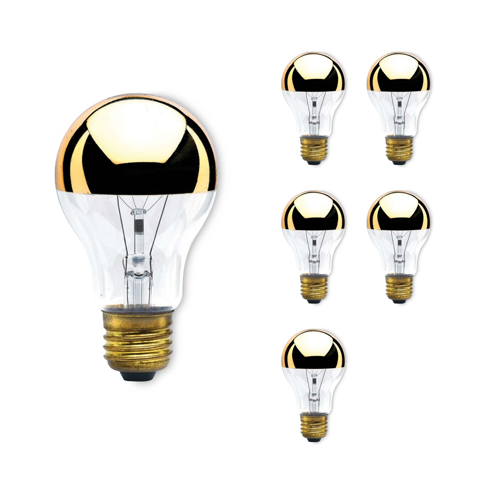 Bulbrite Pack of (6) 60 Watt Dimmable Half Gold A19 Incandescent Light ...