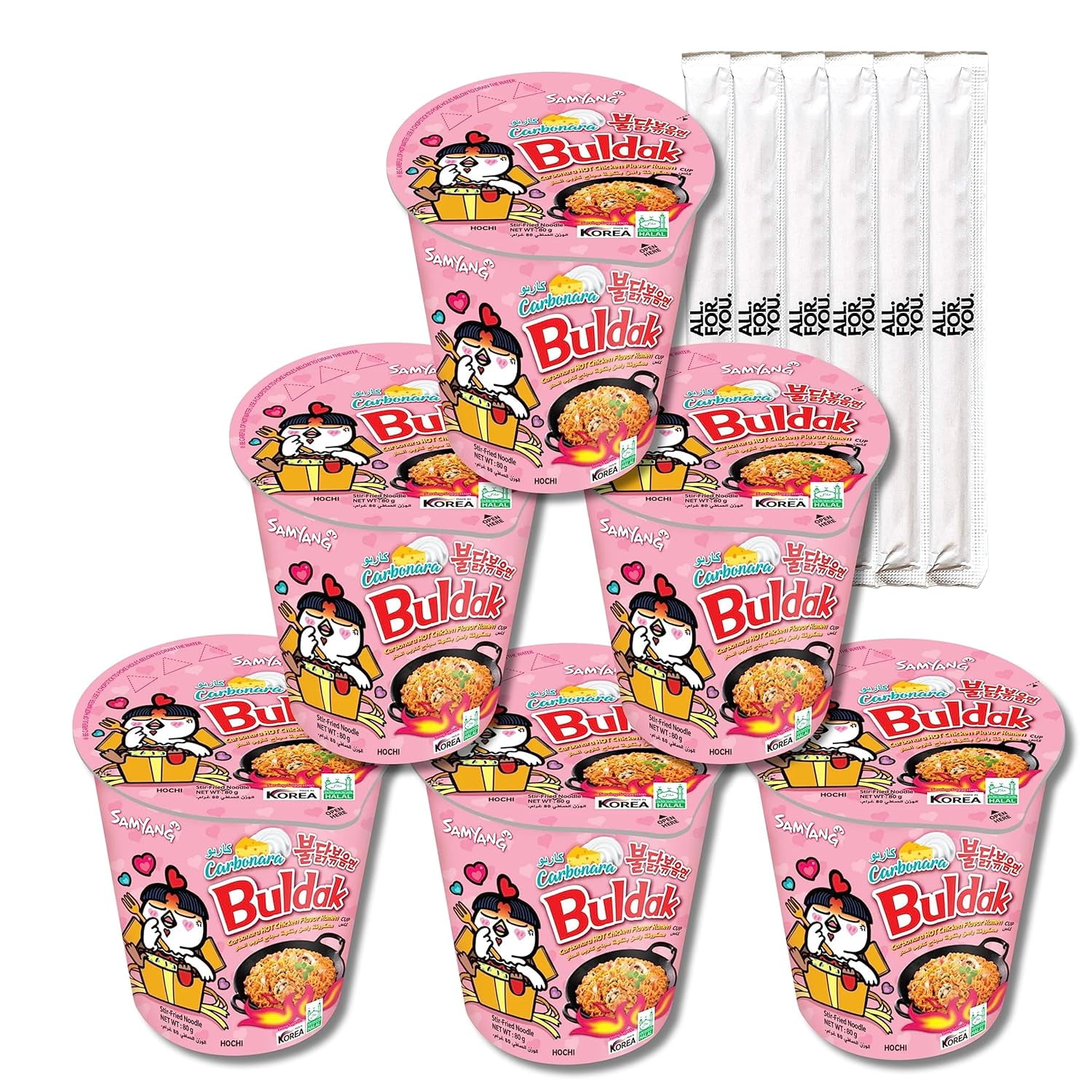 Buldak Ramen Noodles - Carbonara Flavor - Cup 6 Pack - Spicy Ramen Noodles Buldak Ramen Korean ...