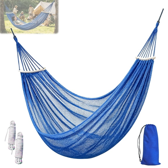 Bule Lightweight Nylon Net Hammock, Portable Outdoor Rope Hammock with ...