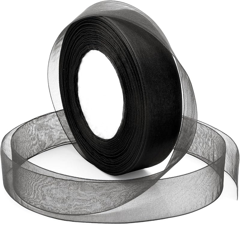 Bule Ribbon for Gift Wrapping, 1 inch 50Yard Sheer Organza Tulle Ribbon ...