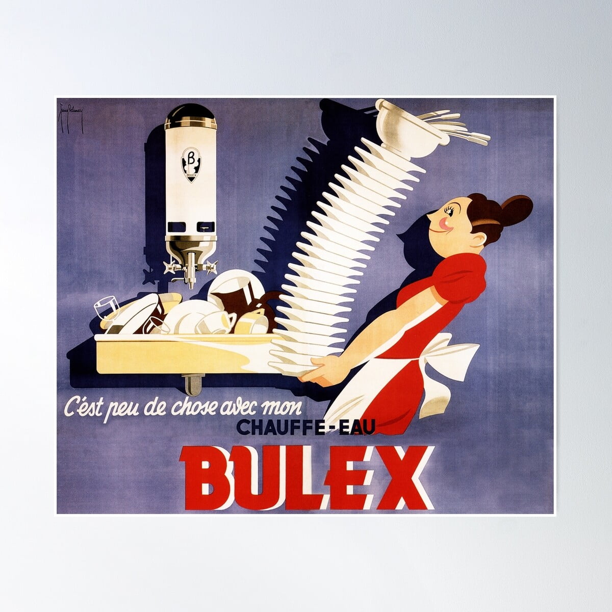Bulex Cartoon Waitress Belgian Water Heater Vintage Advertisement ...