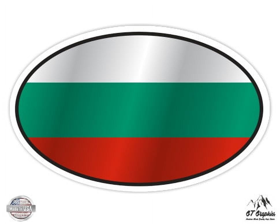 Bulgaria Flag Oval - 5" Vinyl Sticker - For Car Laptop I-Pad ...